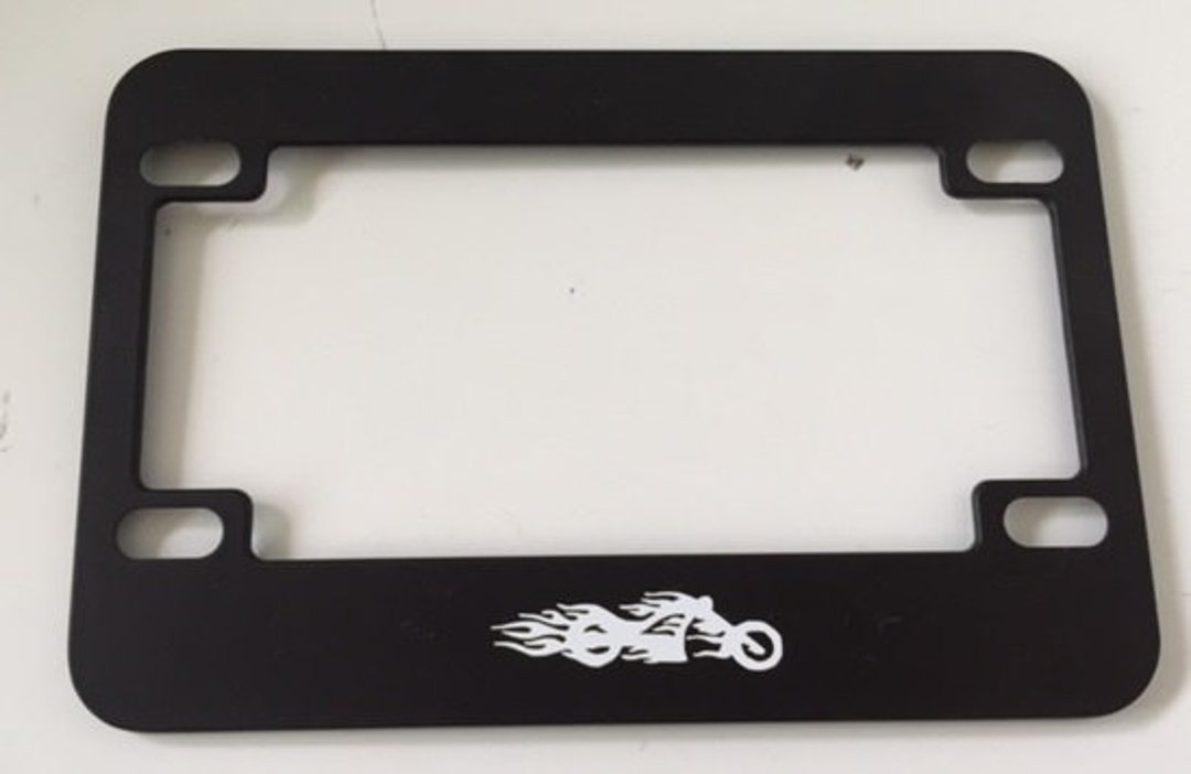 Flaming Chopper Black Motorcycle / Scooter License Plate Frame - Etsy