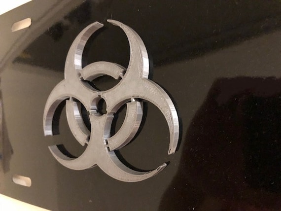 Biohazard Logo in 3D Black With Grey License Plate INSERT | Etsy