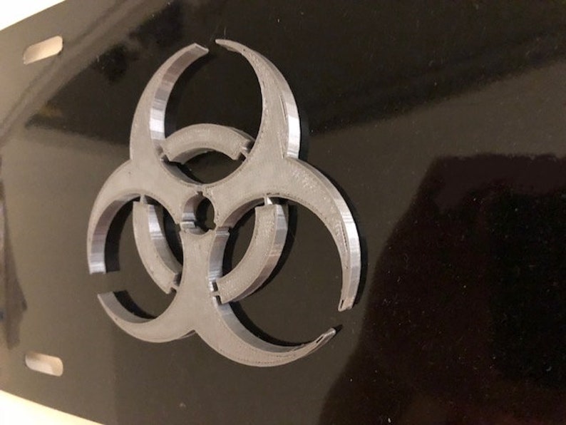 Biohazard Logo in 3D Black With Grey License Plate INSERT - Etsy