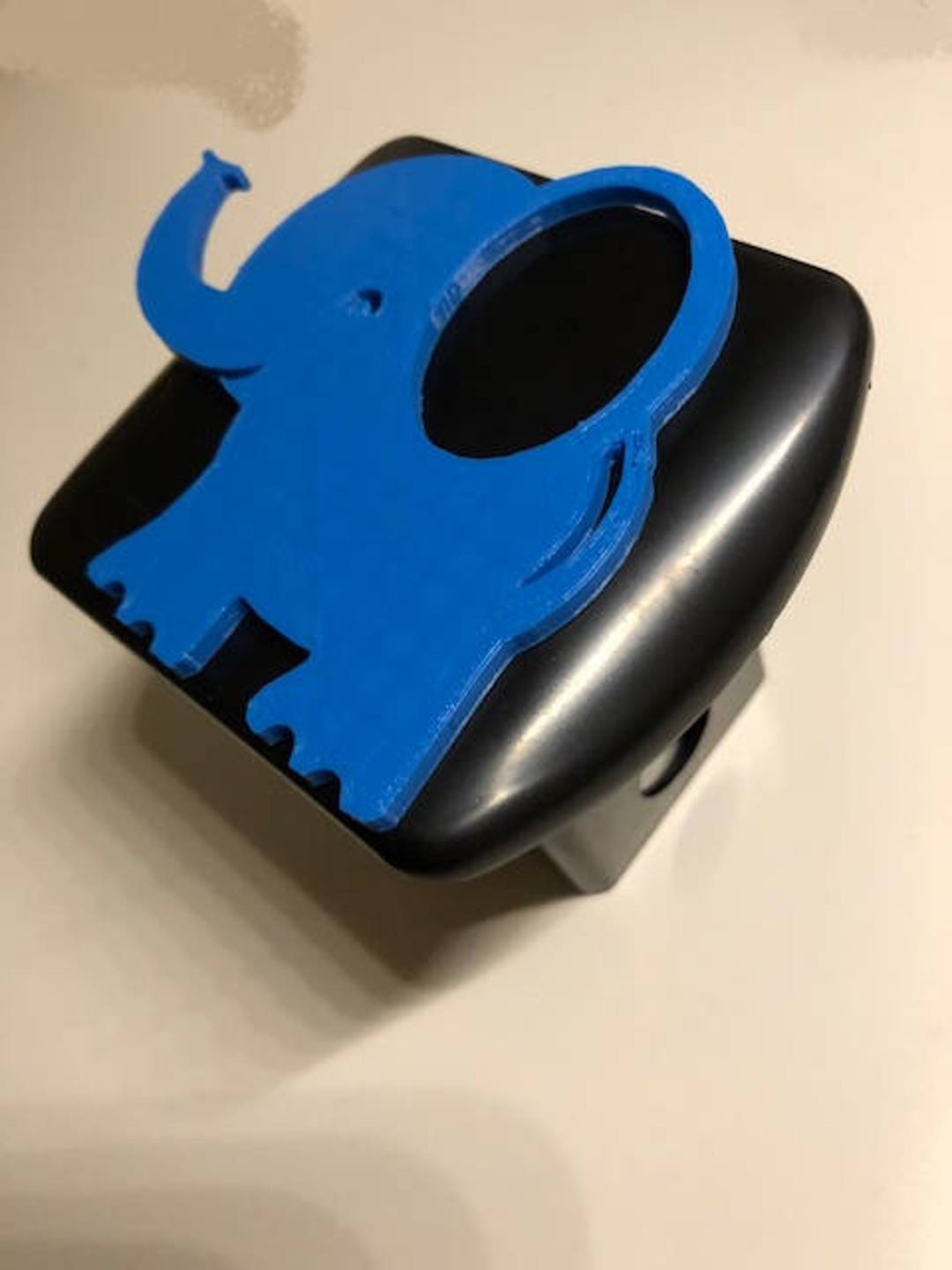 Very Cute Elephant in 3D - 2 Inch Trailer Hitch Cover Black With Blue ...