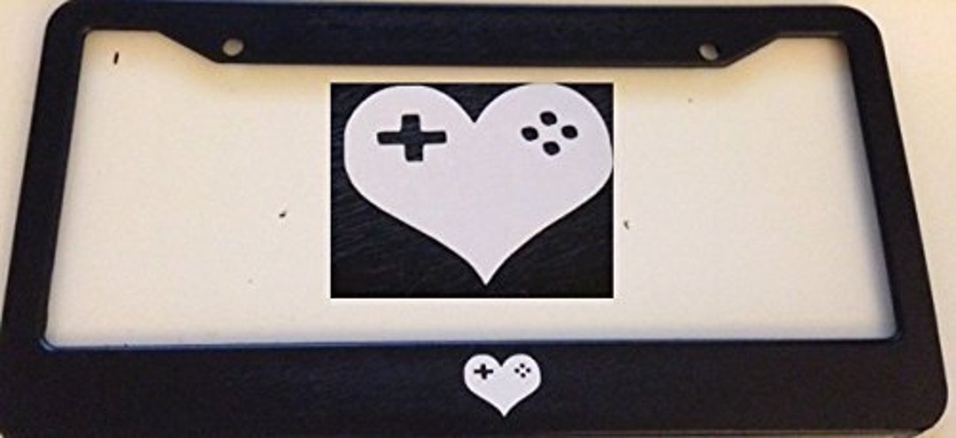 Heart Gamer Style - Black Automobile License Plate Frame - Super Punch ...