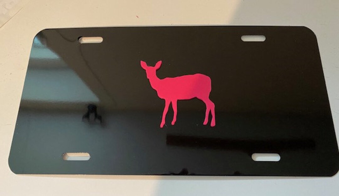 Bambi Deer in 3D - Black With Pink License Plate INSERT- Gone Hunting ...