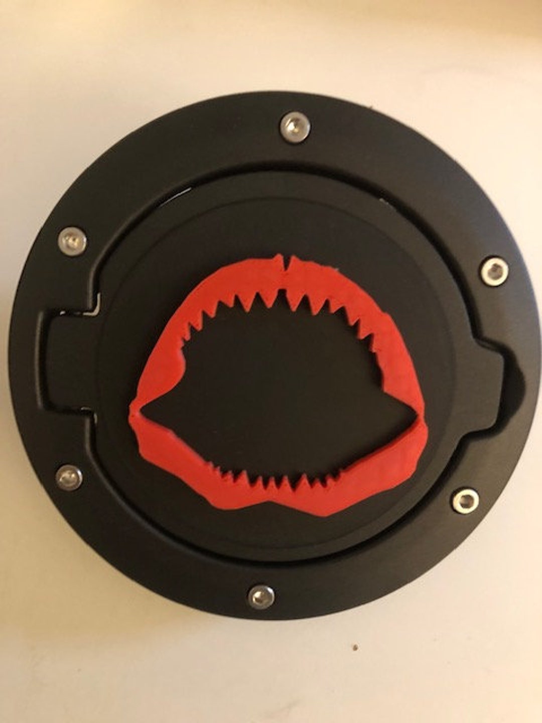 Shark Teeth in 3D - Black With RED for Wrangler JK/JKU Flag Gas Cap ...