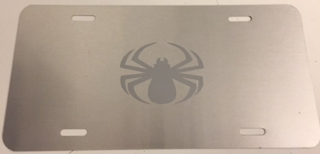 Round Spider - Grey With Grey Version Automotive License Plate INSERT ...