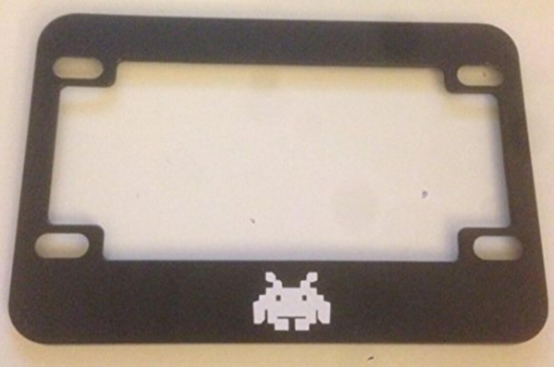Space Invader 8 Bit Gamer Style - Black Motorcycle / Scooter License ...