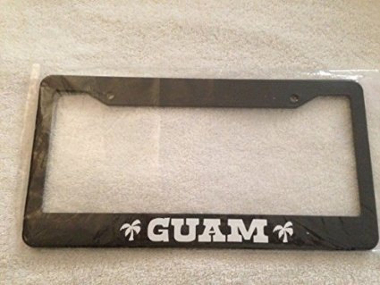 Guam With Palm Tree Black Automobile License Plate Frame | Etsy