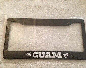 Guam With Palm Tree Chrome Automobile License Plate Frame | Etsy