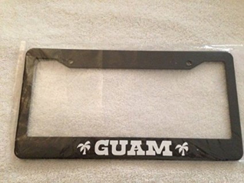 Guam With Palm Tree Black Automobile License Plate Frame - Etsy