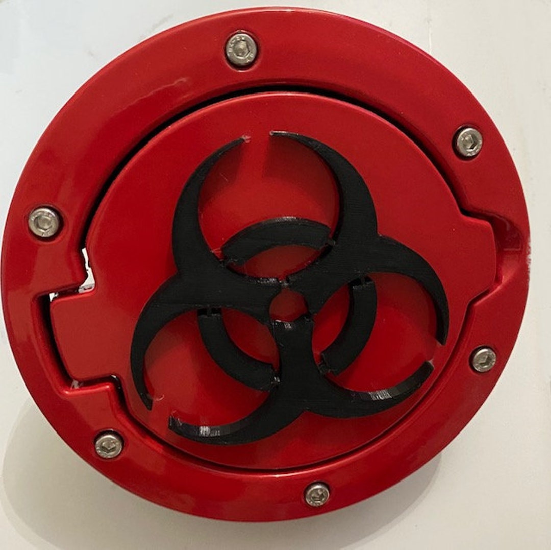 Biohazard Logo in 3D - RED With Black for Jeep Wrangler JK/JKU Flag Gas ...