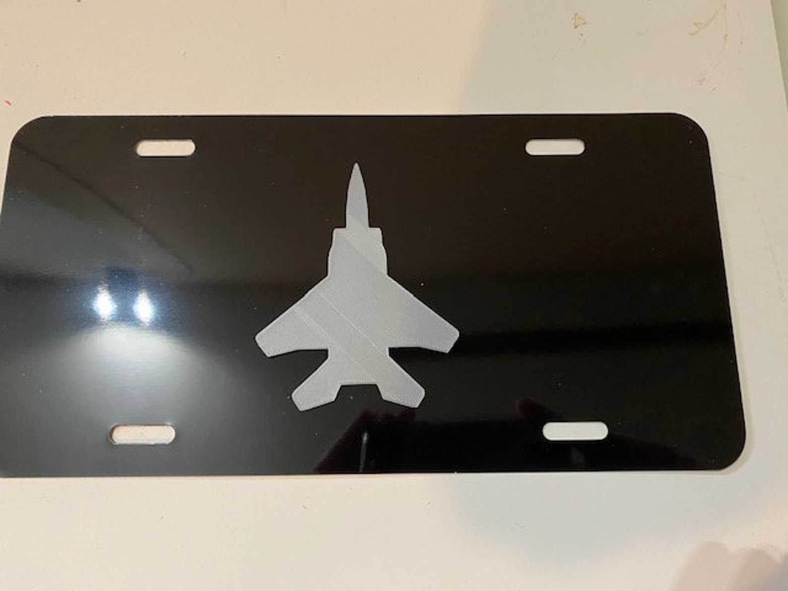 F16 Fighter Jet in 3d - Black With Grey N Grey 2 Layer - License Plate ...