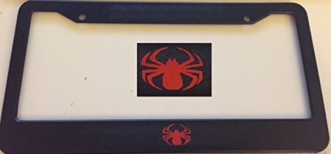 Very Cool Round Spider - Black With RED Automotive License Plate Frame ...