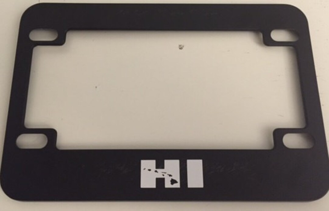 Hawaii HI With Island Inside - Black Motorcycle / Scooter License Plate ...