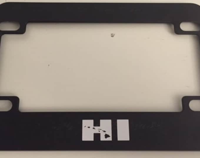 Hawaii HI With Island Inside - Black Motorcycle / Scooter License Plate ...