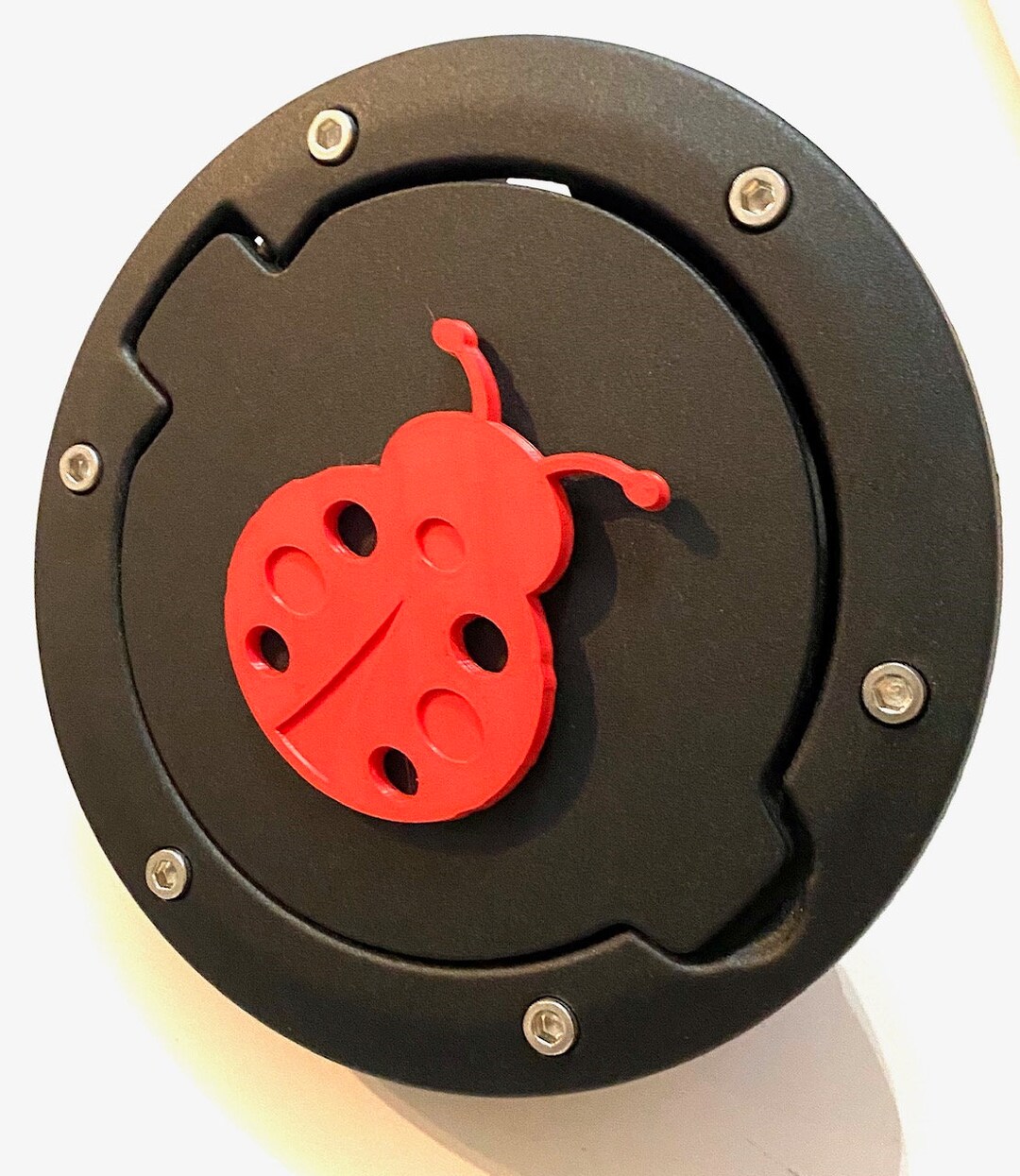 Cute Lady Bug in 3D - Black With RED for Jeep Wrangler JK/JKU Flag Gas ...