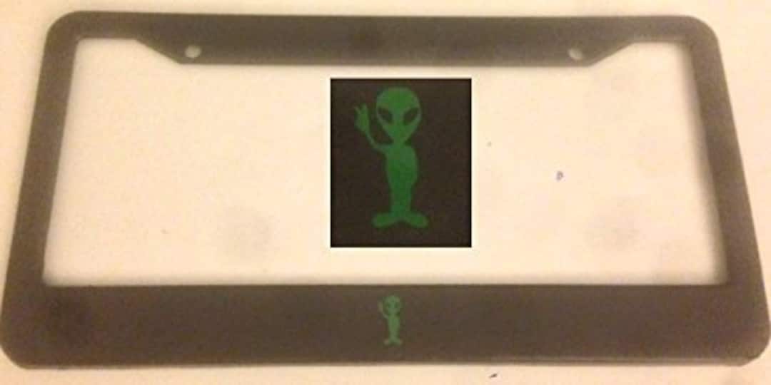 Alien Martian Peace Sign Martians - Black With Green Automobile License ...