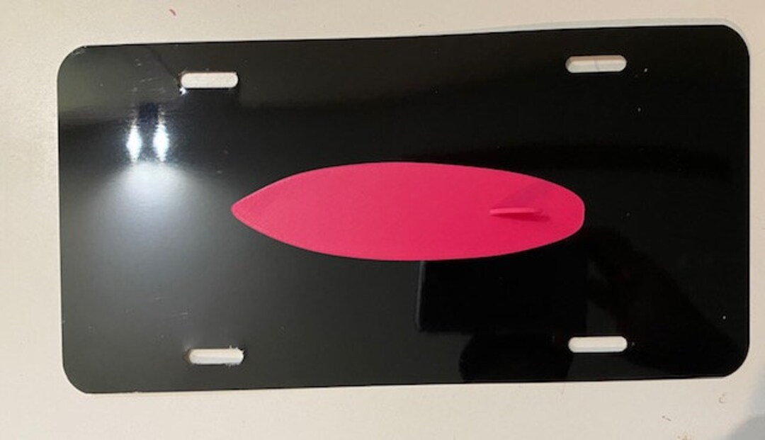Surfboard in 3D - Black With Hot Pink License Plate INSERT- Hawaiian ...
