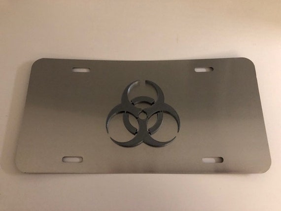 Biohazard Logo in 3D Grey With Grey License Plate INSERT | Etsy