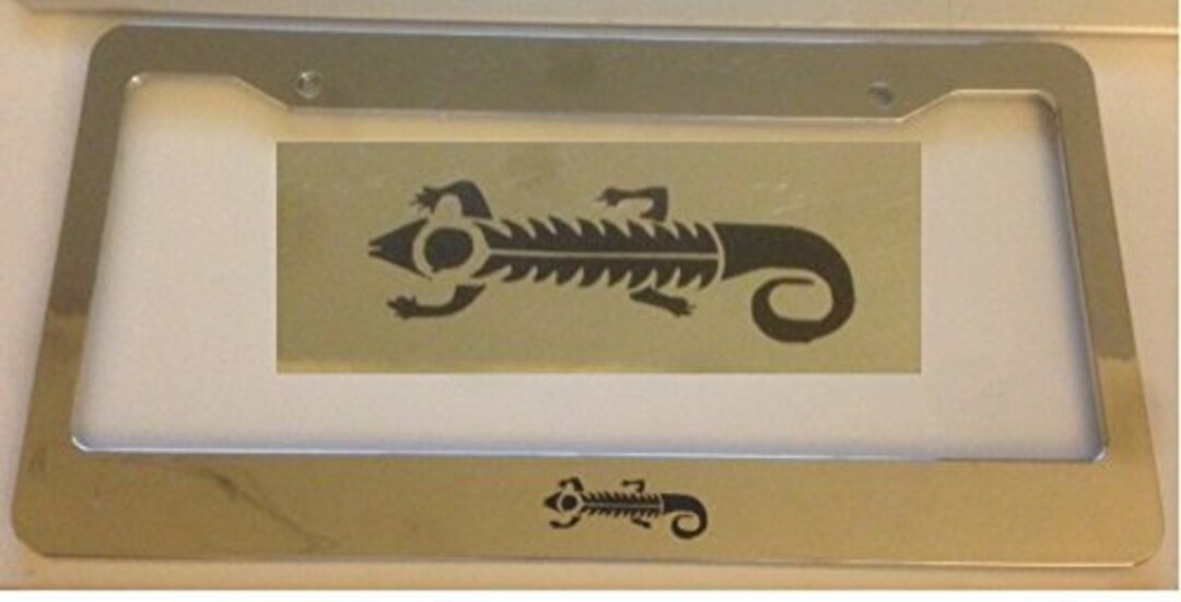 Tribal Lizard - Chrome Automotive License Plate Frame - Chill Hawaiian ...