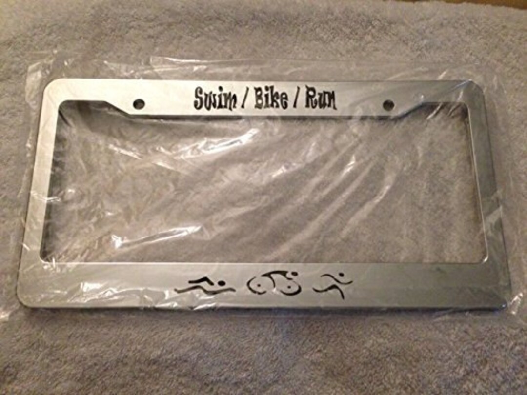 Swim Bike Run - Chrome Automotive License Plate Frame - Very Cute - Etsy