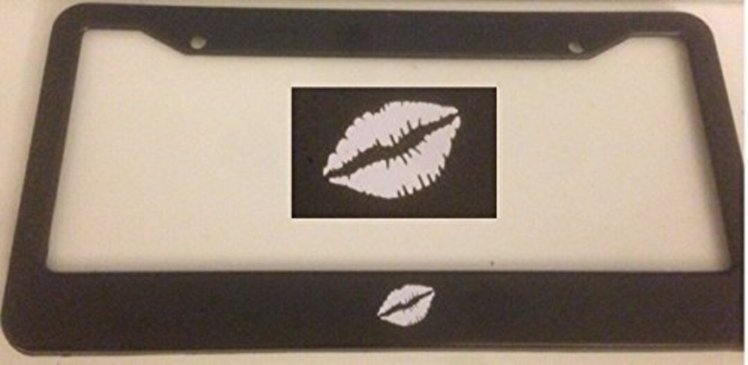 Kiss Lips Sexy - Black Automobile License Plate Frame - Lucious - Etsy
