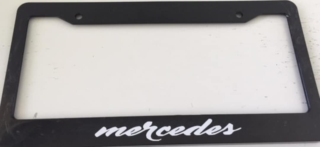 Mercedes in Cursive - Black Automotive License Plate Frame - Racing - Etsy