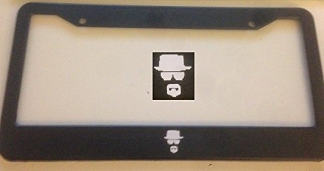 Heisenberg 8 Bit Face - Black Automobile License Plate Frame - Funny ...