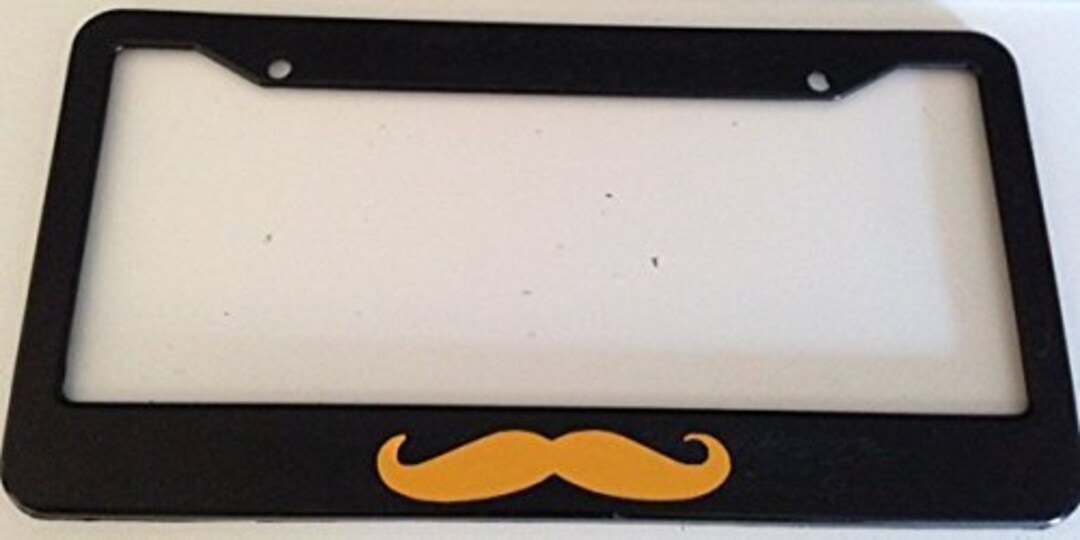 Moustache Classy - Automotive Black With Yellow License Plate Frame - Etsy
