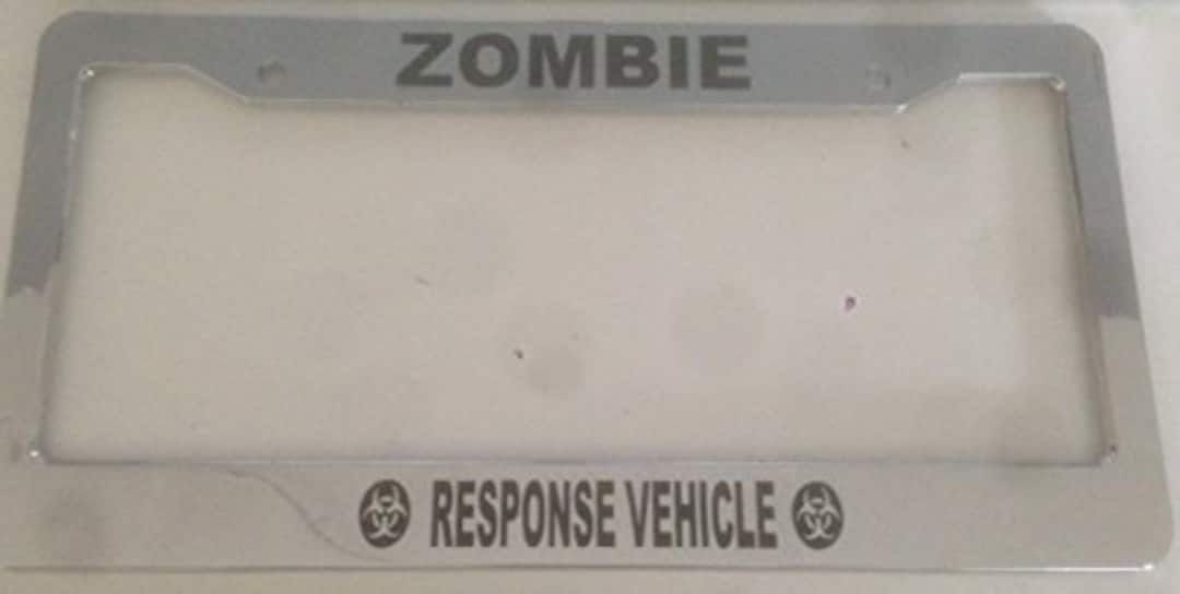 Zombie Response Vehicle - Chrome License Plate Frame - Custom Scary ...