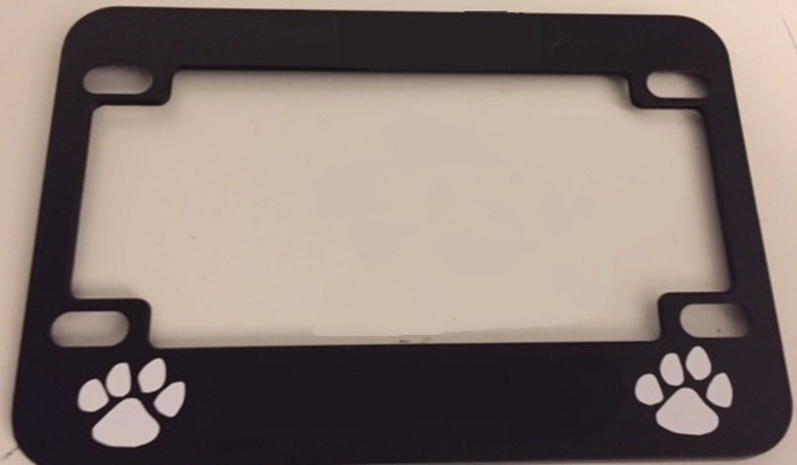 Pet Paws Cute Design - Black Motorcycle / Scooter License Plate Frame ...