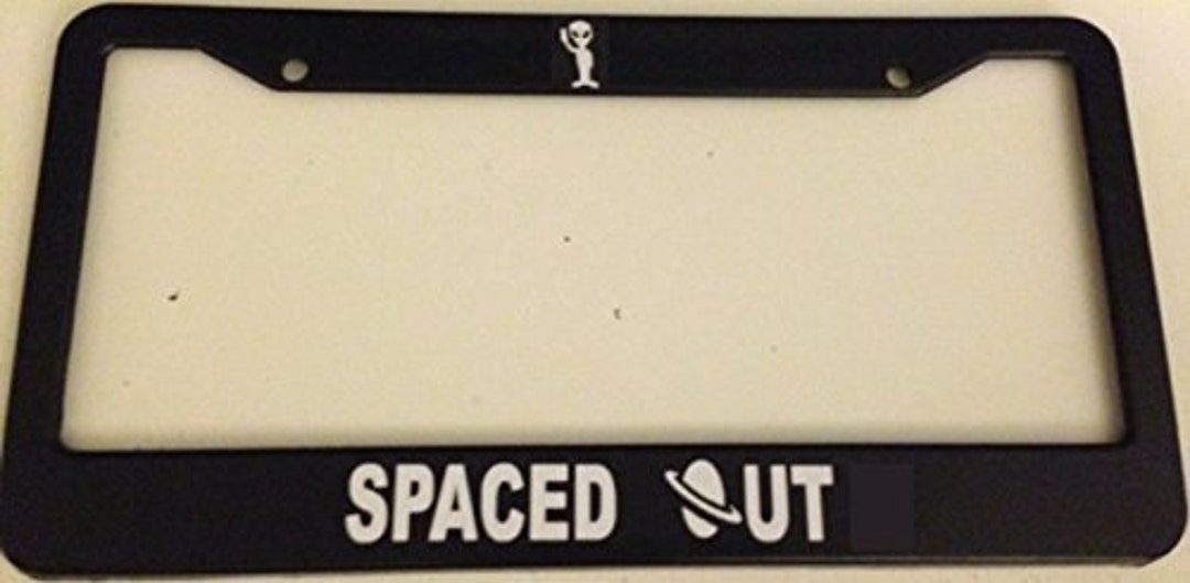 Alien " Spaced Out " Martians - Black Automobile License Plate Frame ...