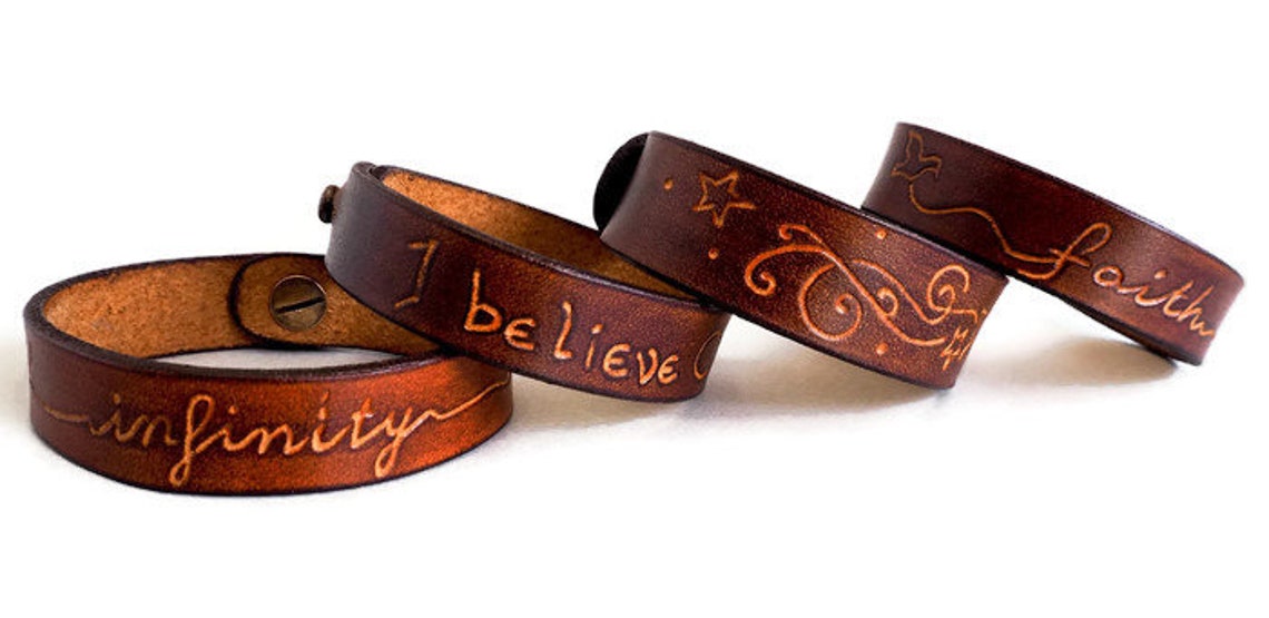 Personalized Leather Bracelet Infinity Leather Bracelet - Etsy