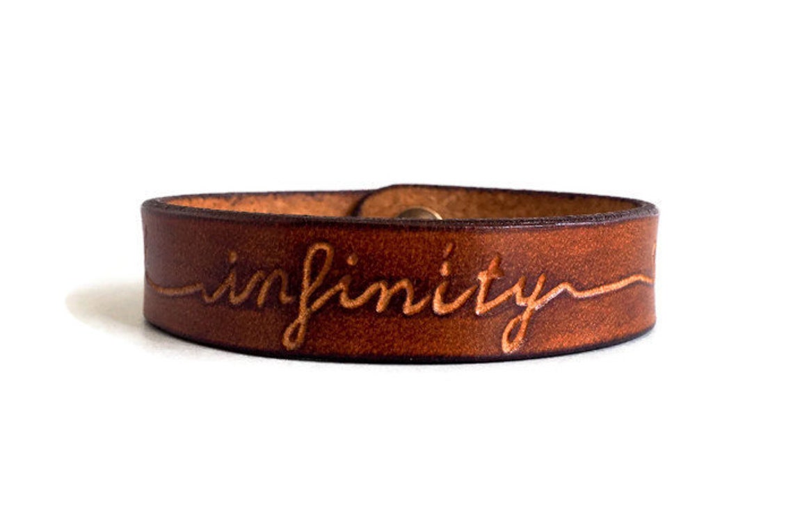 Personalized Leather Bracelet Infinity Leather Bracelet - Etsy