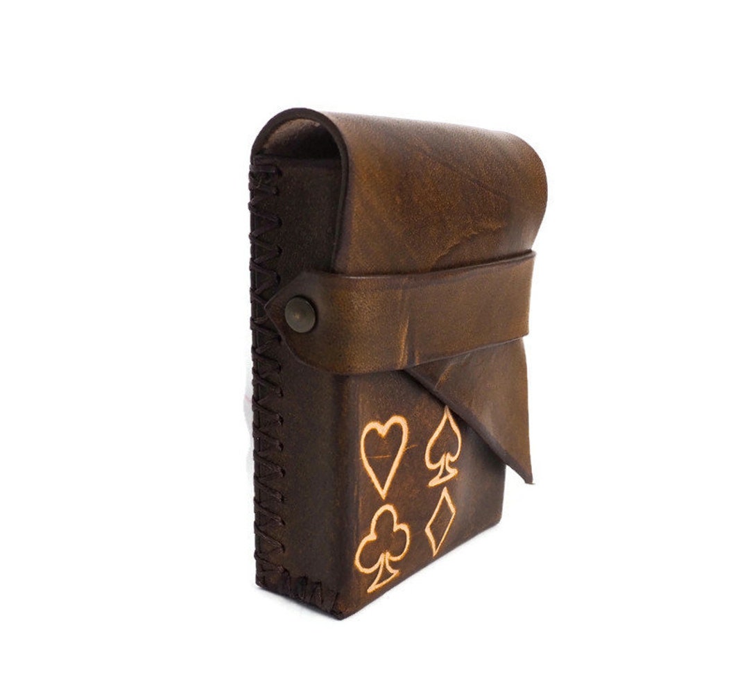 Personalized Leather Playing Card Case: Handmade Poker Card Holder - Etsy