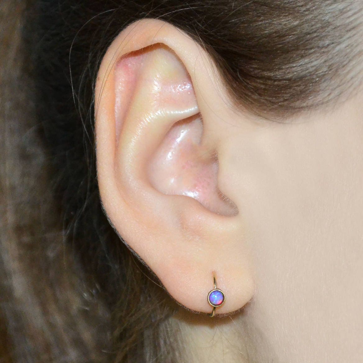 Gold 3mm Purple Opal Fake Lip Ring / Lip Cuff Faux Lip | Etsy