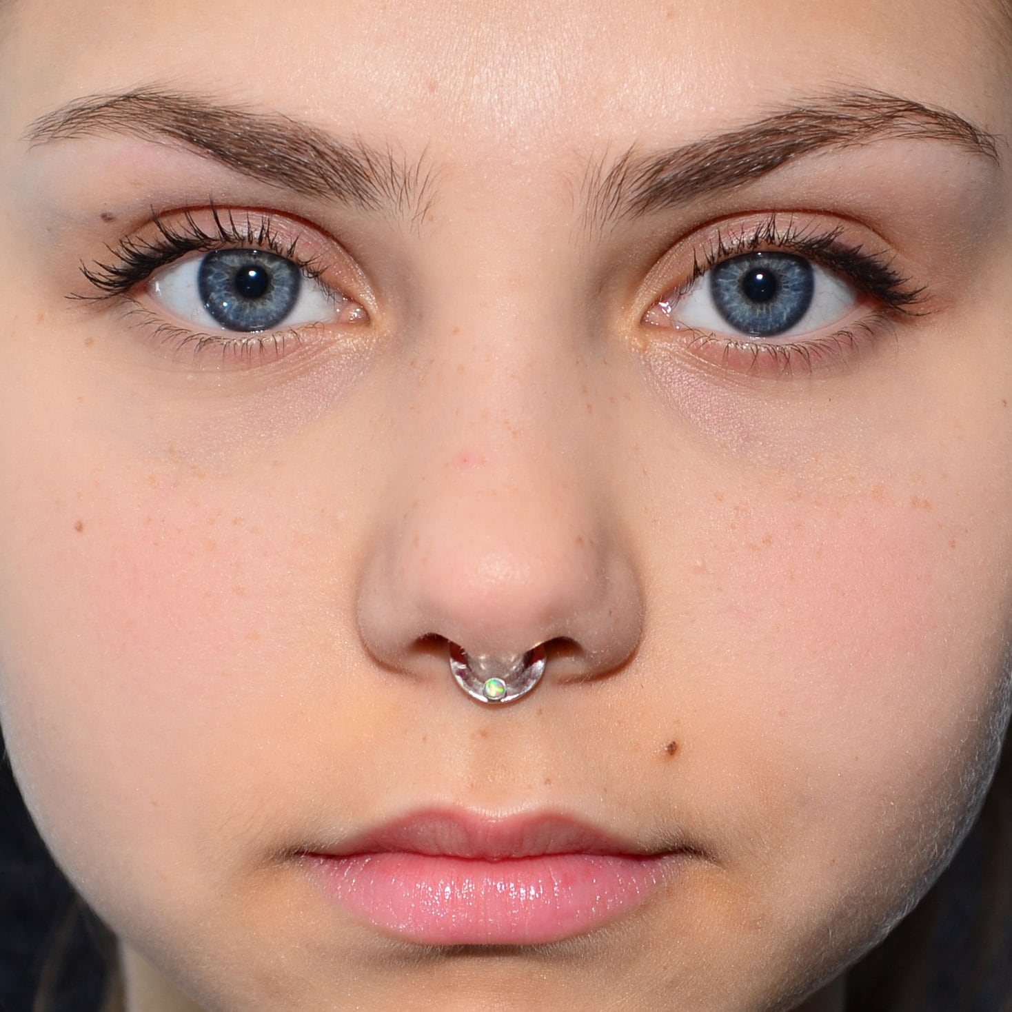 Silver Hammered SEPTUM RING / Blue Opal Septum Jewelry 16g - Etsy