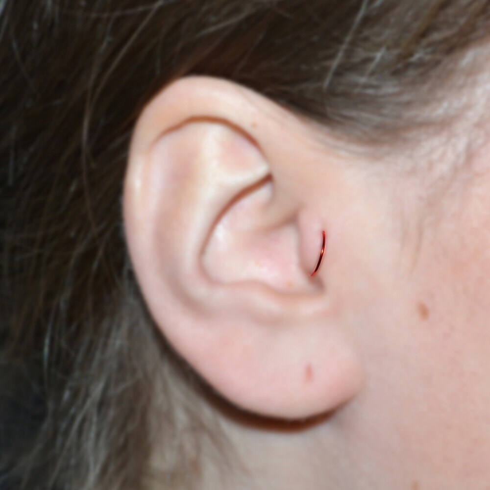 Red NOSE RING STUD / Silver Plated Nose Hoop Cartilage Hoop | Etsy