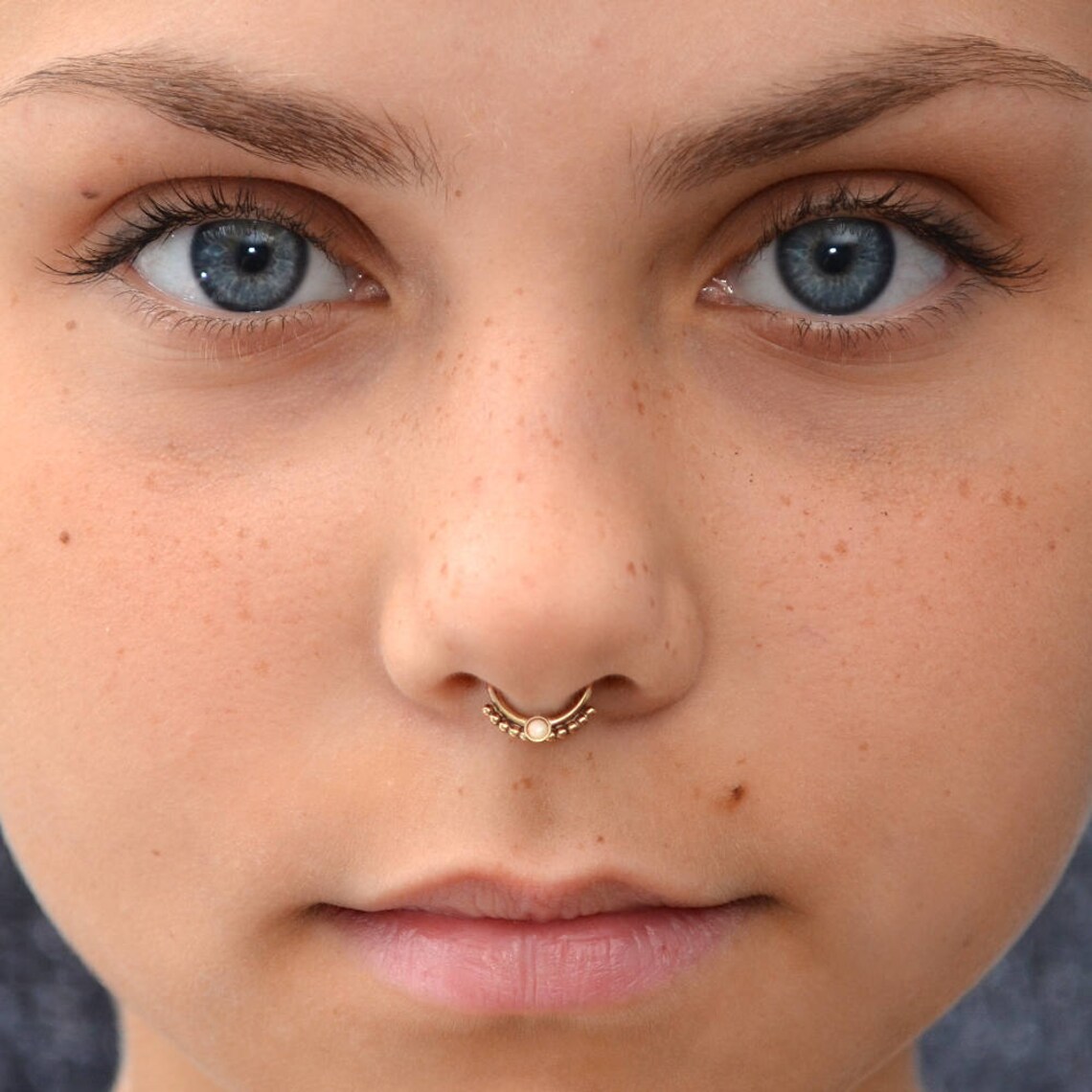 Gold SEPTUM RING / Septum Jewelry 2mm White Opal Nose Hoop - Etsy
