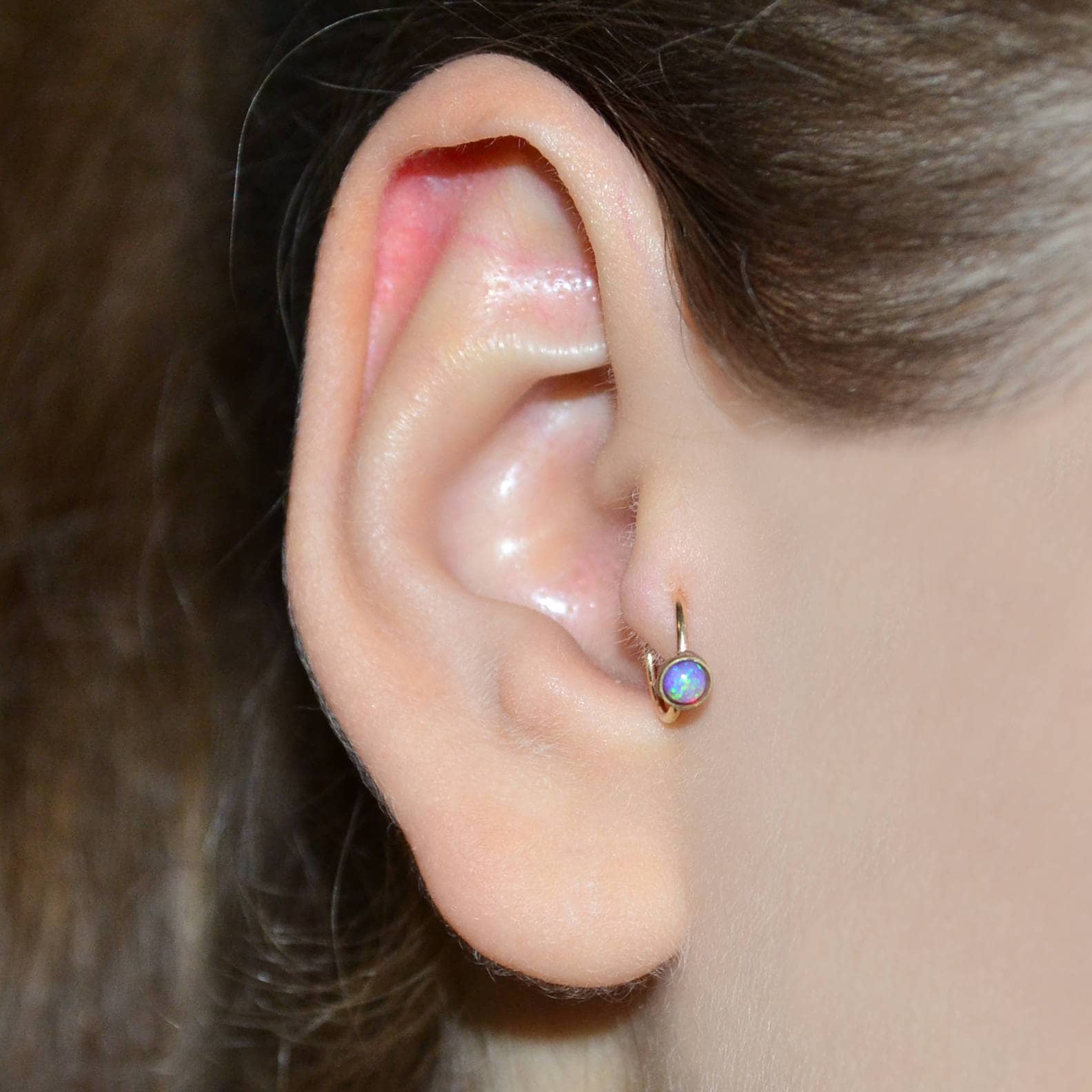Gold 3mm Purple Opal Fake Lip Ring / Lip Cuff Faux Lip | Etsy