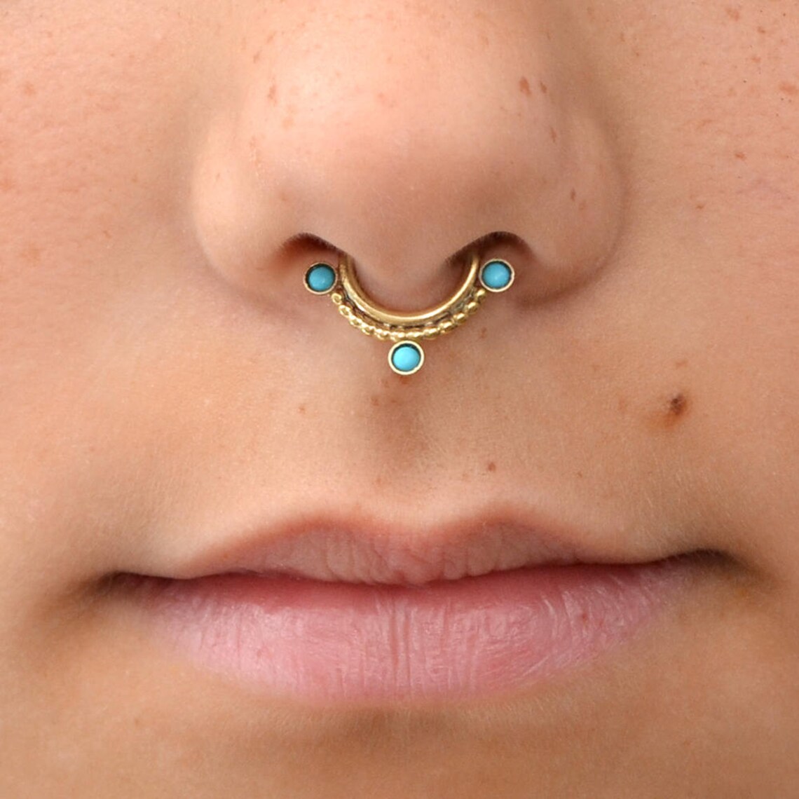 2mm Türkis SEPTUM RING / Gold Septum Schmuck Nase piercing | Etsy