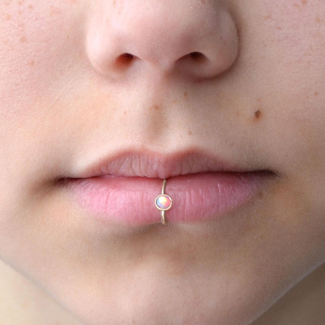 Gold 3mm Purple Opal Fake Lip Ring / Lip Cuff Faux Lip | Etsy