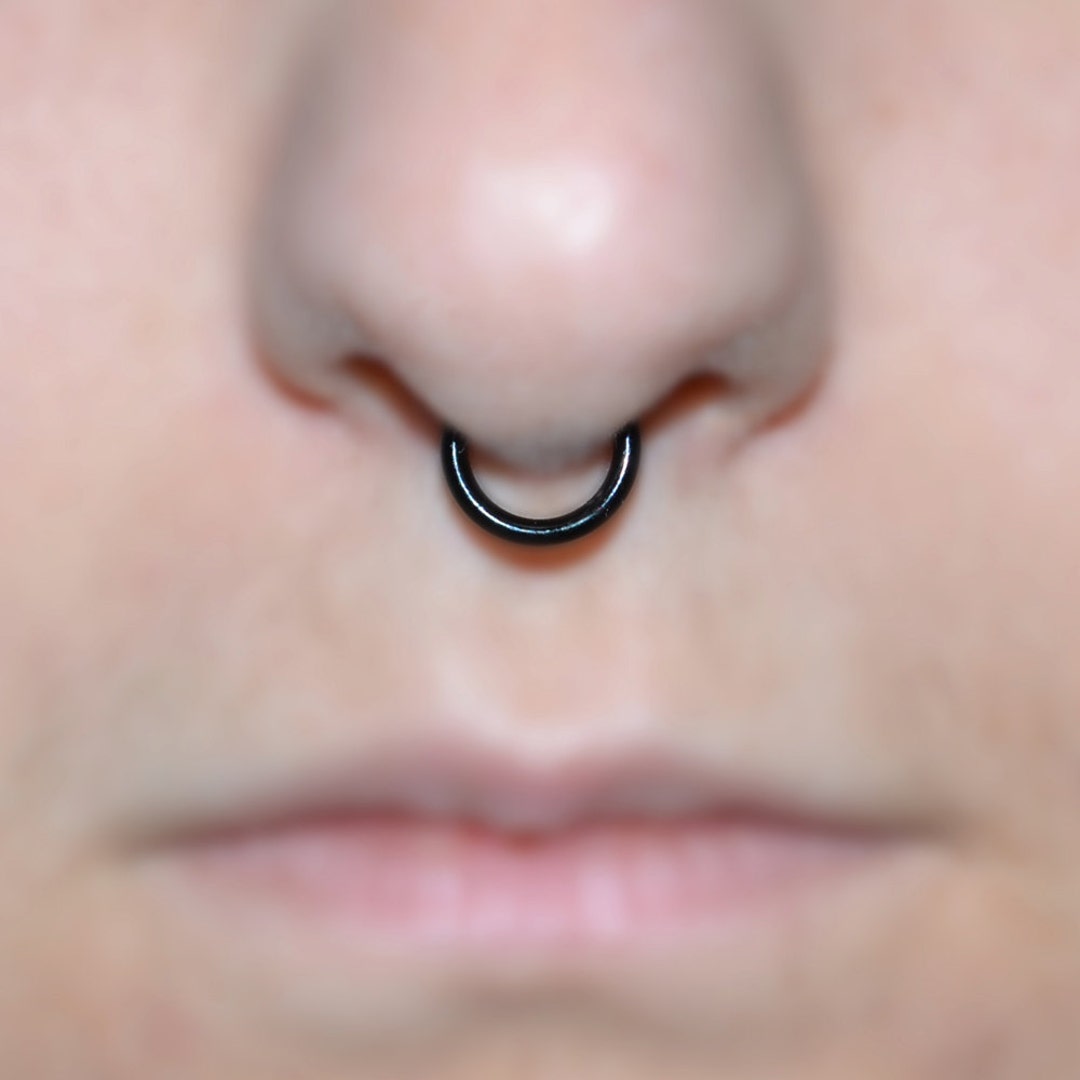 Black Small SEPTUM RING / Silver Plated Septum Jewelry Nose - Etsy