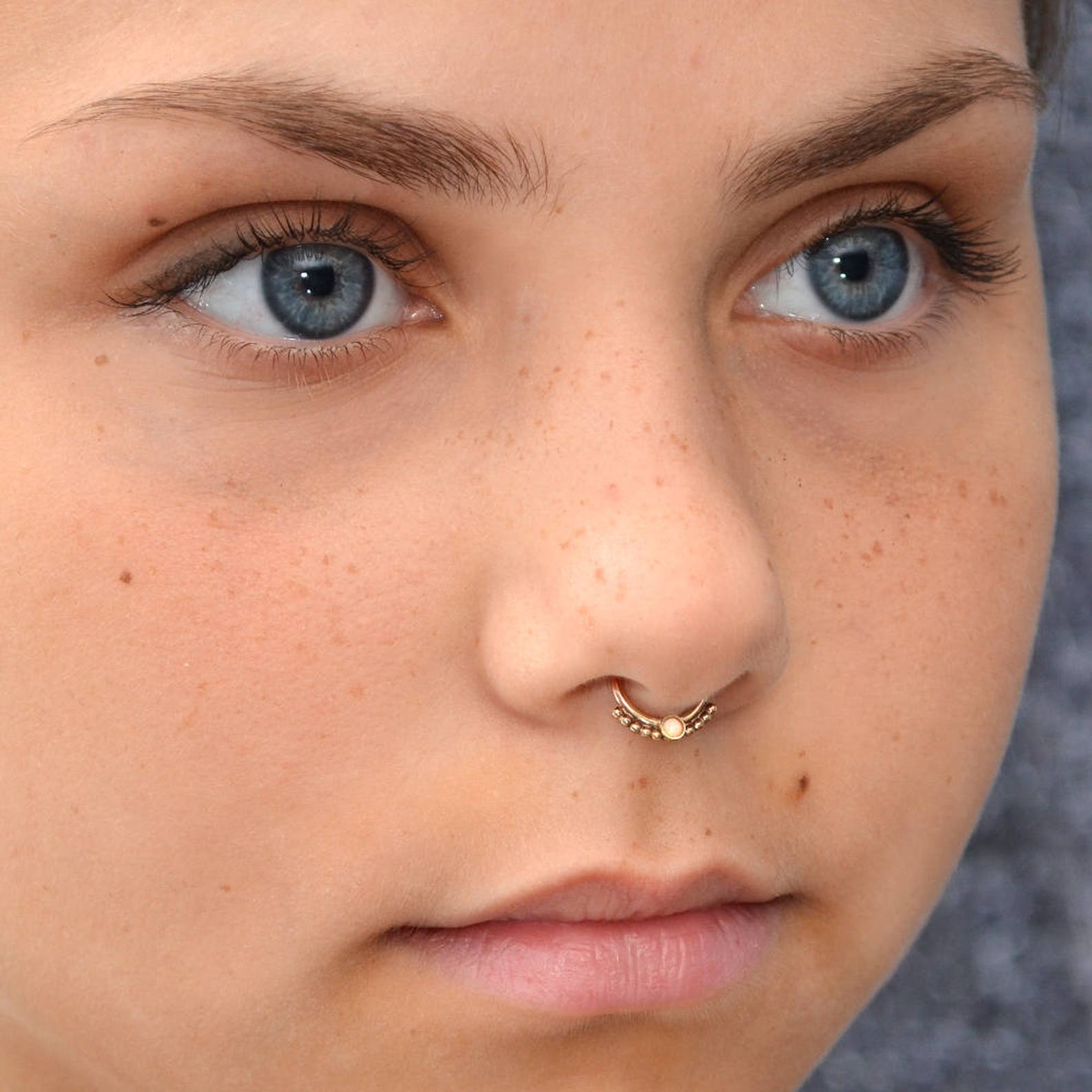 Gold SEPTUM RING / Septum Jewelry 2mm White Opal Nose Hoop - Etsy
