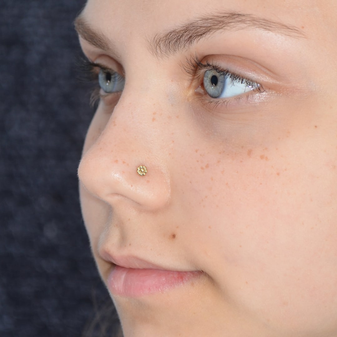 Small NOSE STUD / Gold Nose Piercing, Helix Stud 16g, Cartilage Hoop ...