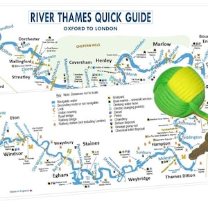 River Thames One Page Route Map Guide: Oxford to London. Laminated Showerproof. - Etsy