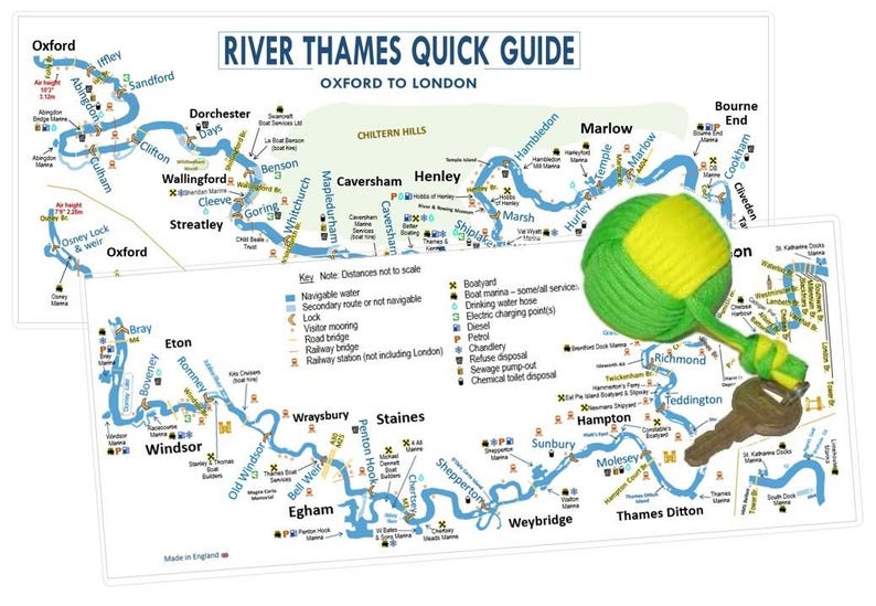 River Thames One Page Route Map Guide: Oxford to London. Laminated ...