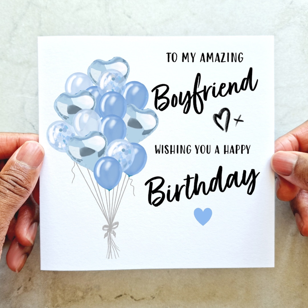 Balloon Boyfriend Birthday Card - Birthday Card for Boyfriend ...