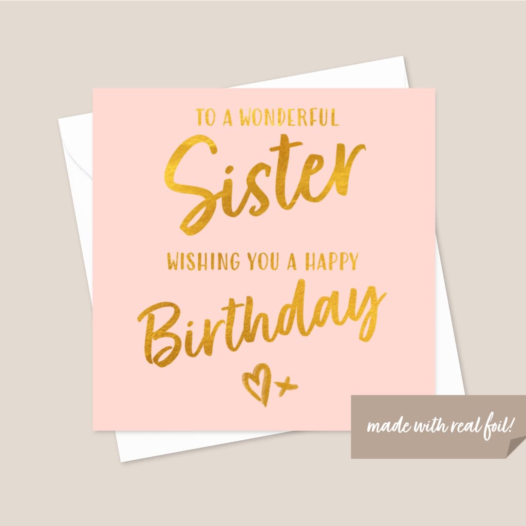 Sister Birthday Gold Foil Card - Sister Card - Card for Sister - Card ...