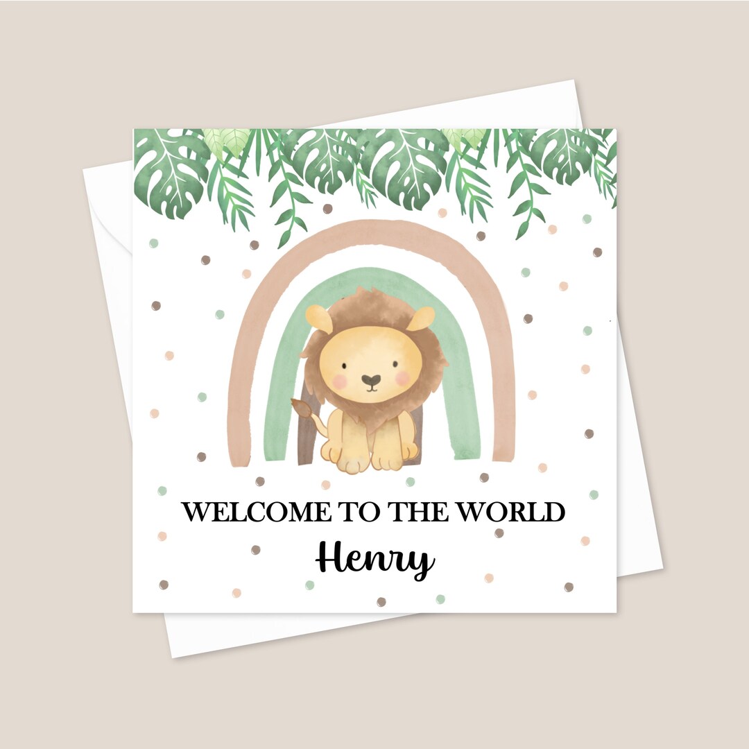 Personalised Jungle Safari Baby Card New Baby Boy Card - Etsy