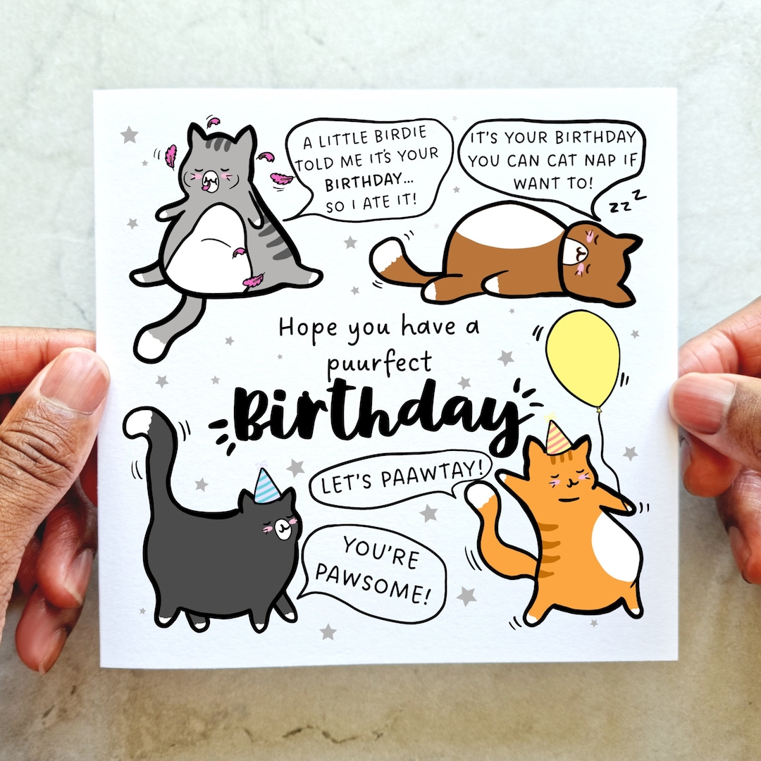 Funny Pun Cat Birthday Card - Birthday Card for Cat Lovers - Birthday ...