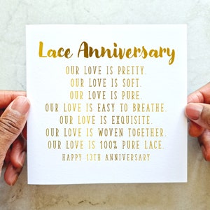 13th Wedding Anniversary Card - Lace Anniversary Wedding Card ...